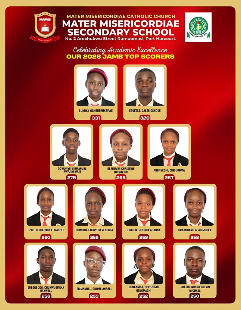 MATER MISERICORDIAE SECONDARY SCHOOL, PORT HARCOURT 2026/2027 ADMISSION